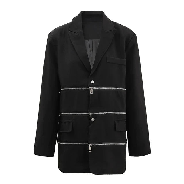 Women's Zipper Blazer Black – The End Cult